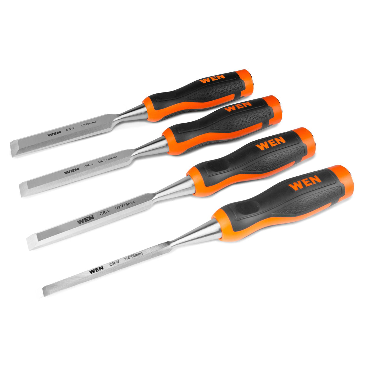 WEN CH4010 Short Blade Wood Chisel Set with Heat-Treated Carbon Steel ...