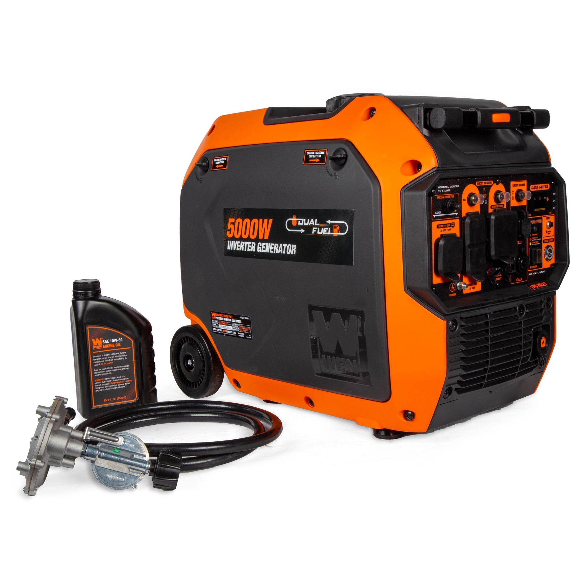 WEN DF500iX 5000-Watt Dual Fuel 120V/240V RV and EV-Ready Electric Sta ...