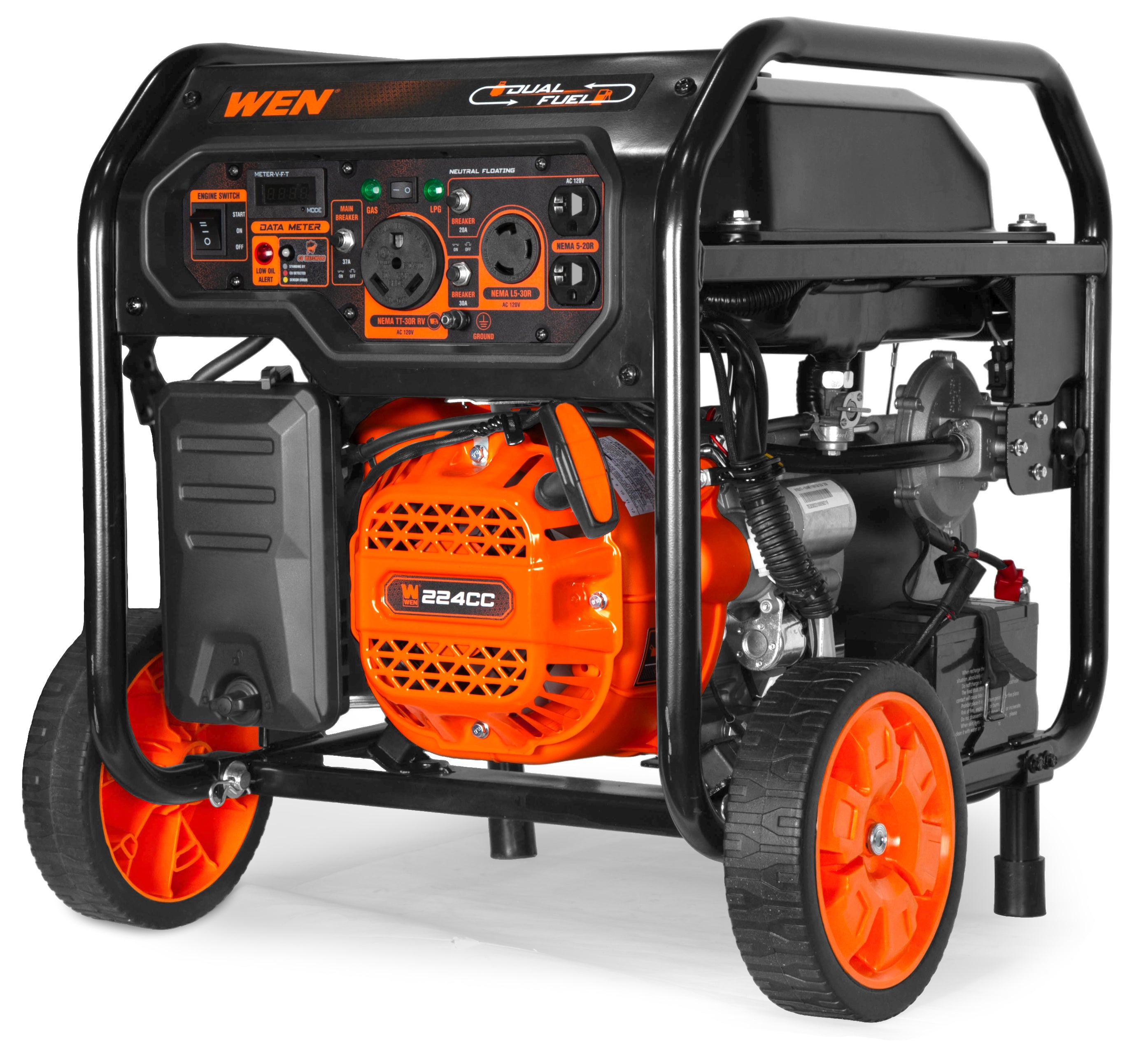 WEN DF5600X 5,600-Watt Dual Fuel Portable Generator with Wheel Kit, El ...
