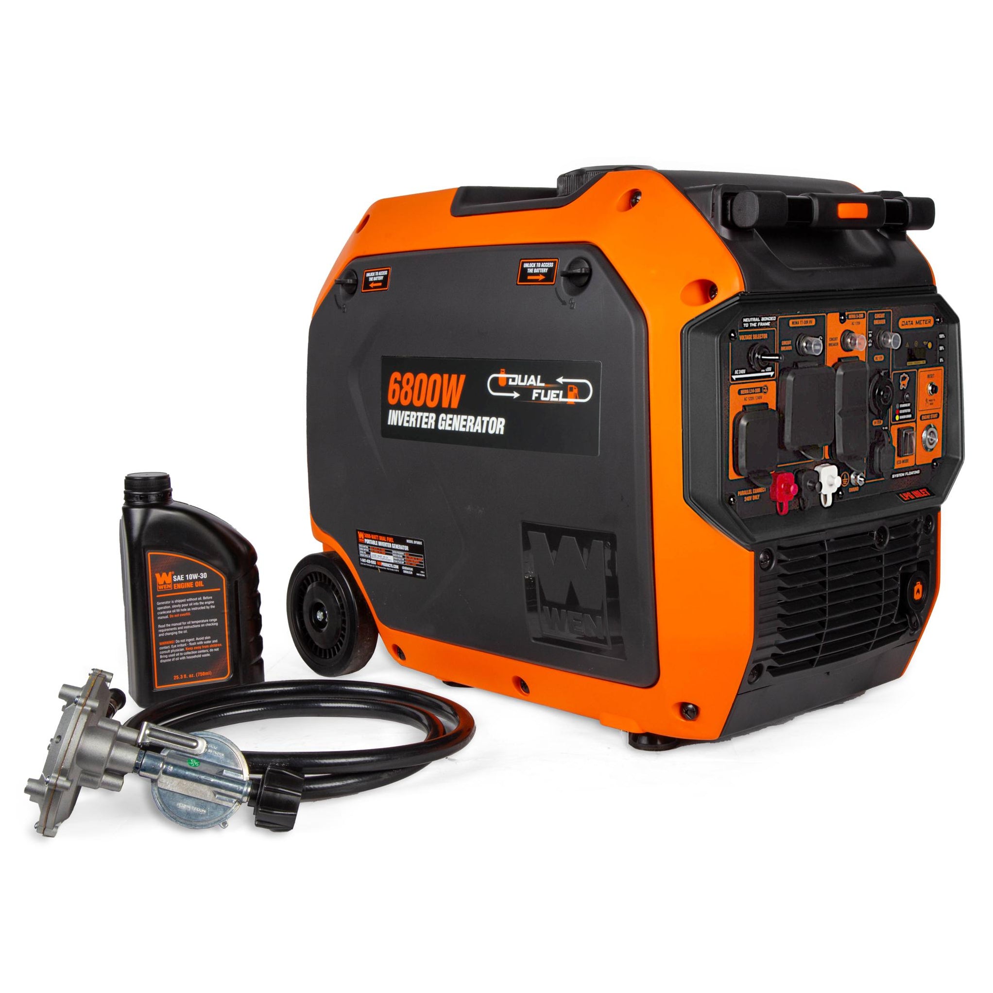 WEN DF680iX Quiet 6800-Watt Dual Fuel RV-Ready Electric Start Portable ...