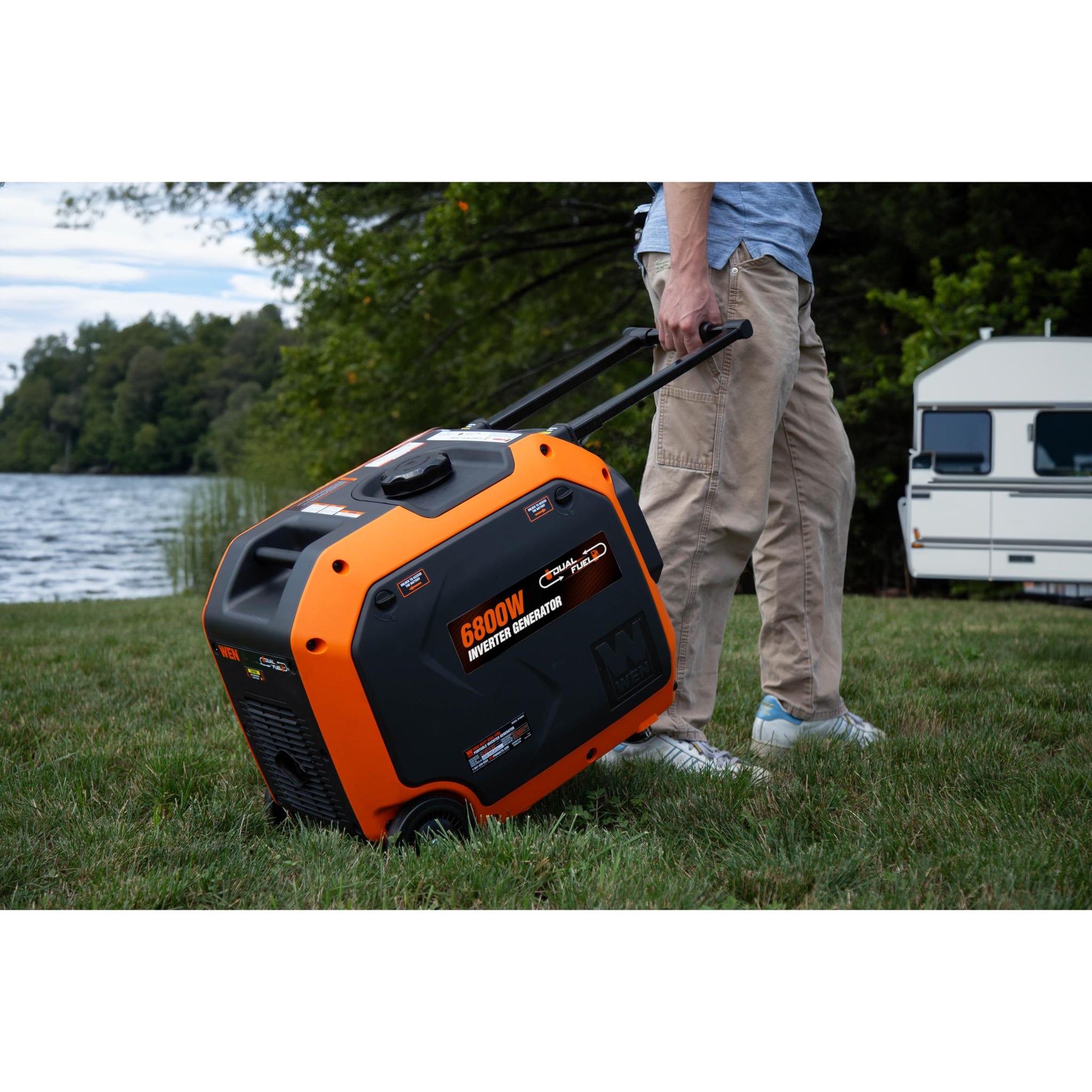 WEN DF680iX Quiet 6800-Watt Dual Fuel RV-Ready Electric Start Portable ...