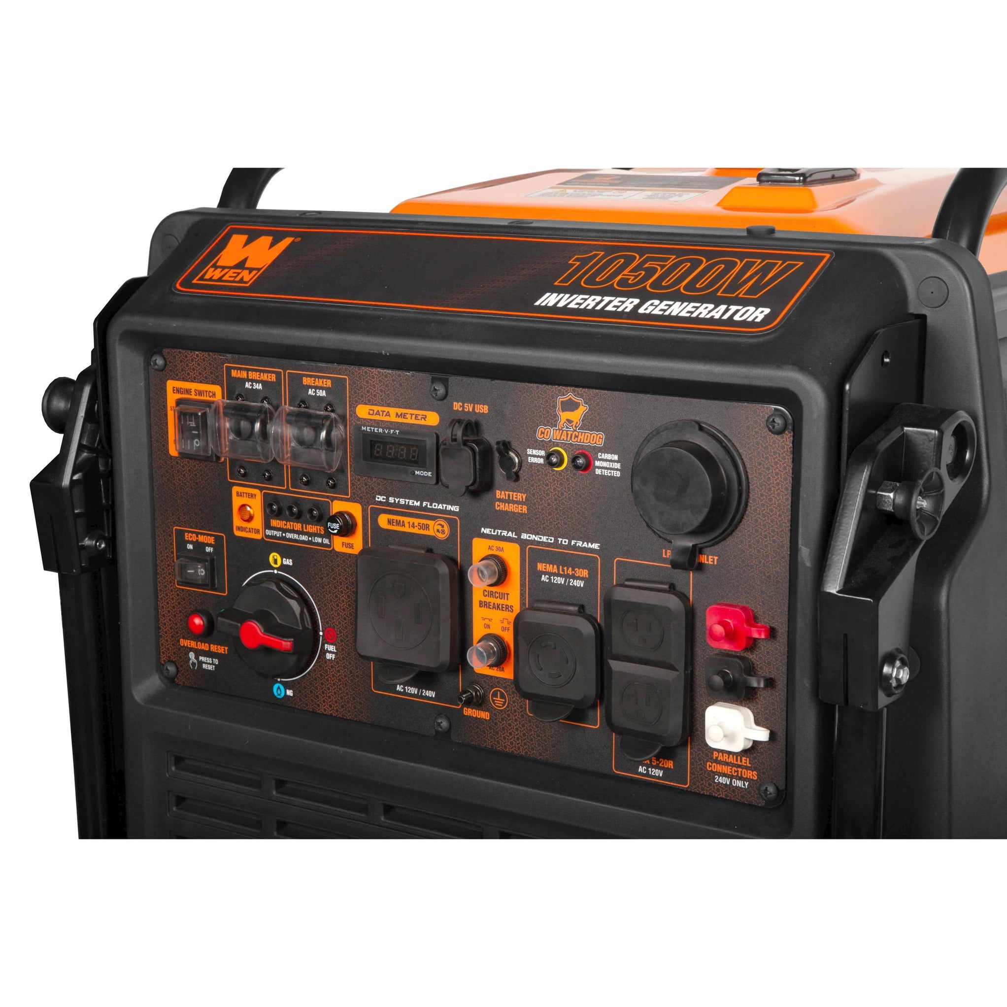 WEN TF1050iX 10,500-Watt 120V/240V Tri-Fuel Inverter Generator with Qu ...