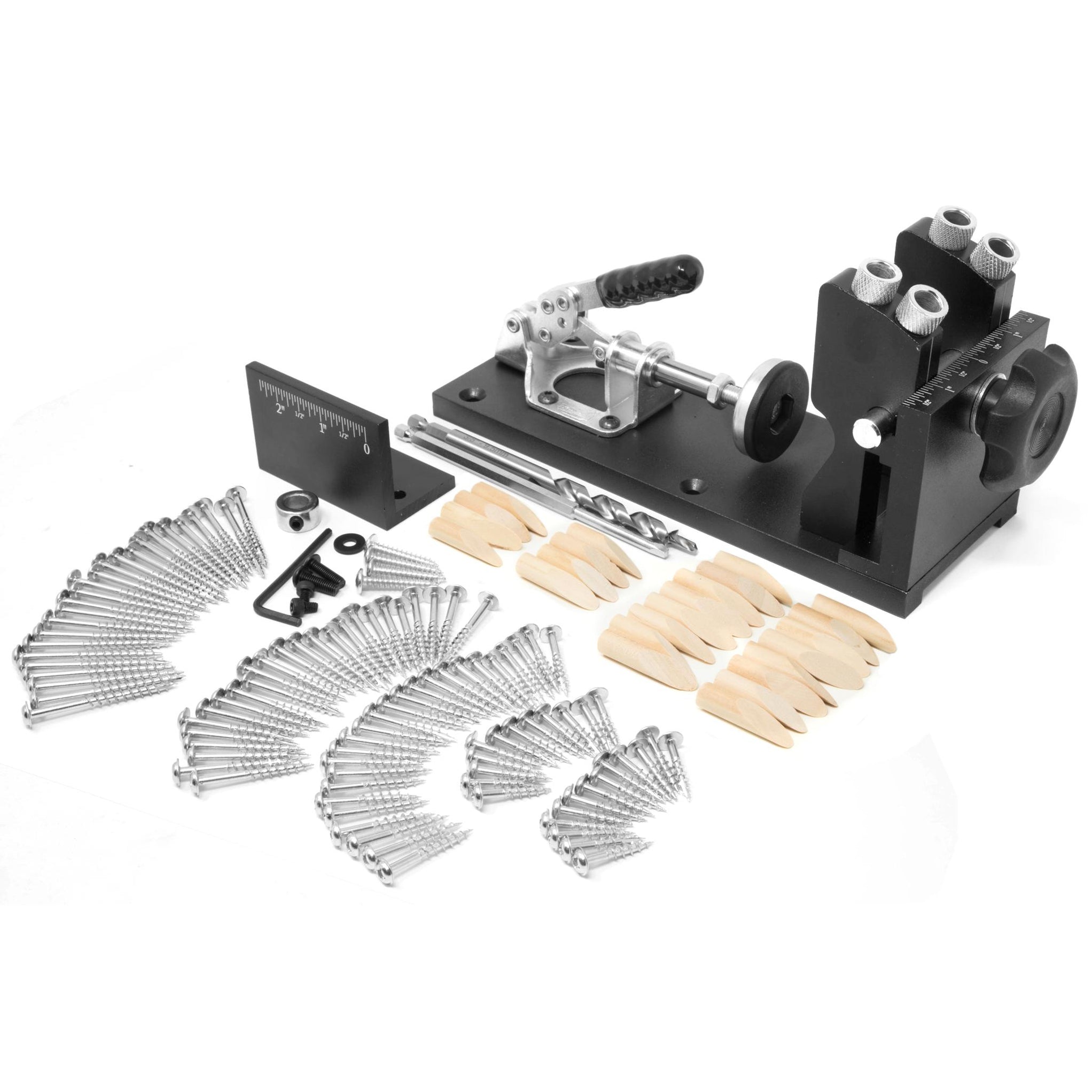 WEN WA1527 Metal Pocket Hole Jig Kit with L-Base, Step Drill Bit, and ...