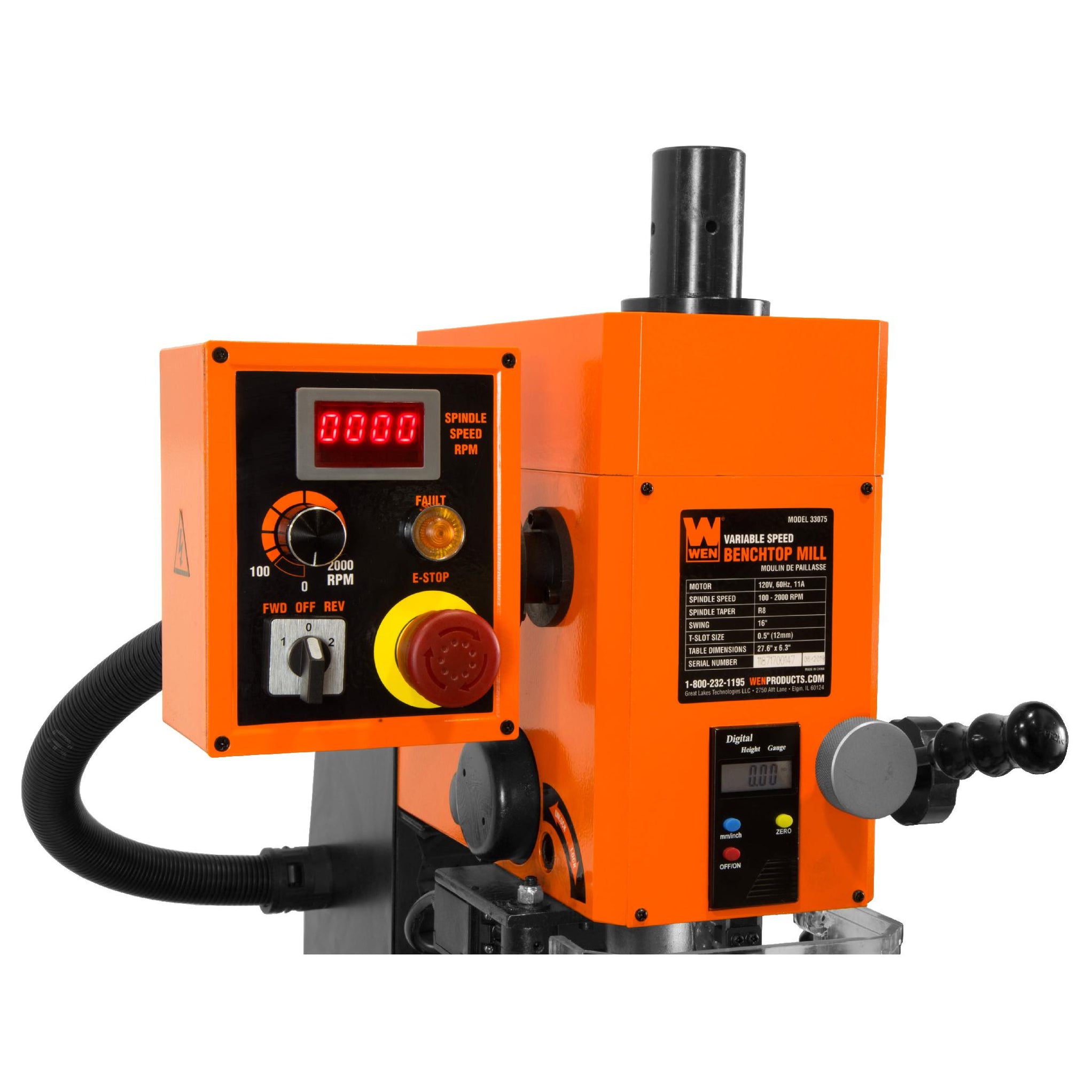 WEN 33075T 11-Amp Variable Speed 16-Inch Benchtop Milling Machine with ...