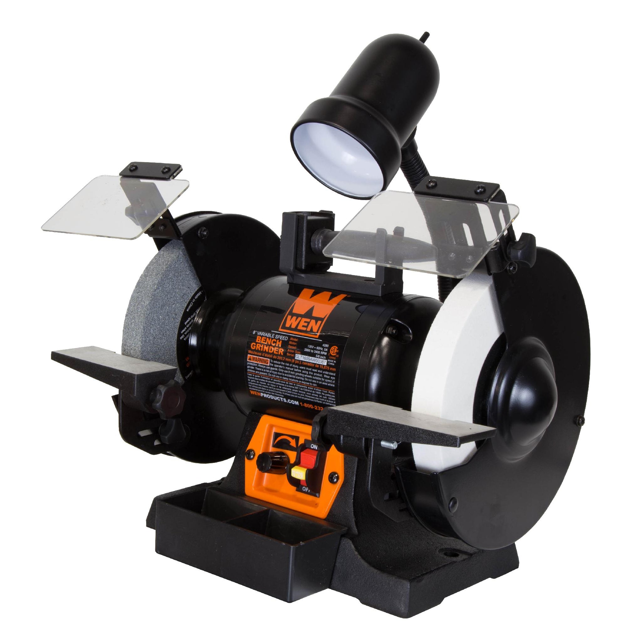 WEN BG4280 5-Amp 8-Inch Variable Speed Bench Grinder with Flexible Wor ...