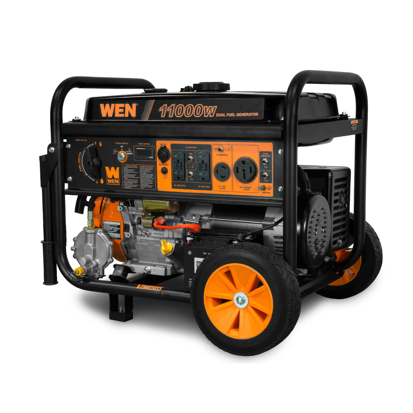 WEN DF1100T 11,000-Watt 120V/240V Dual Fuel Portable Generator with Wh ...