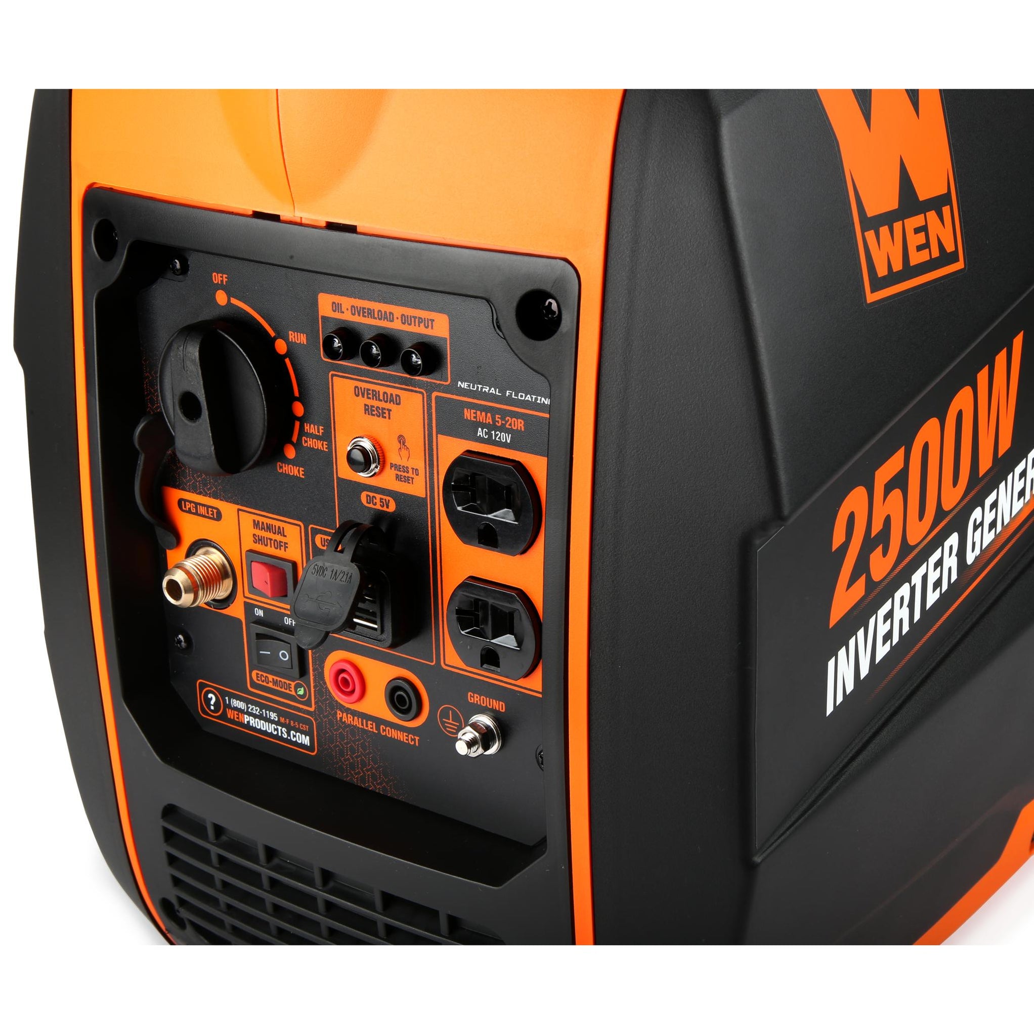 WEN DF250i Super Quiet 2500-Watt Portable Dual Fuel Inverter Generator ...