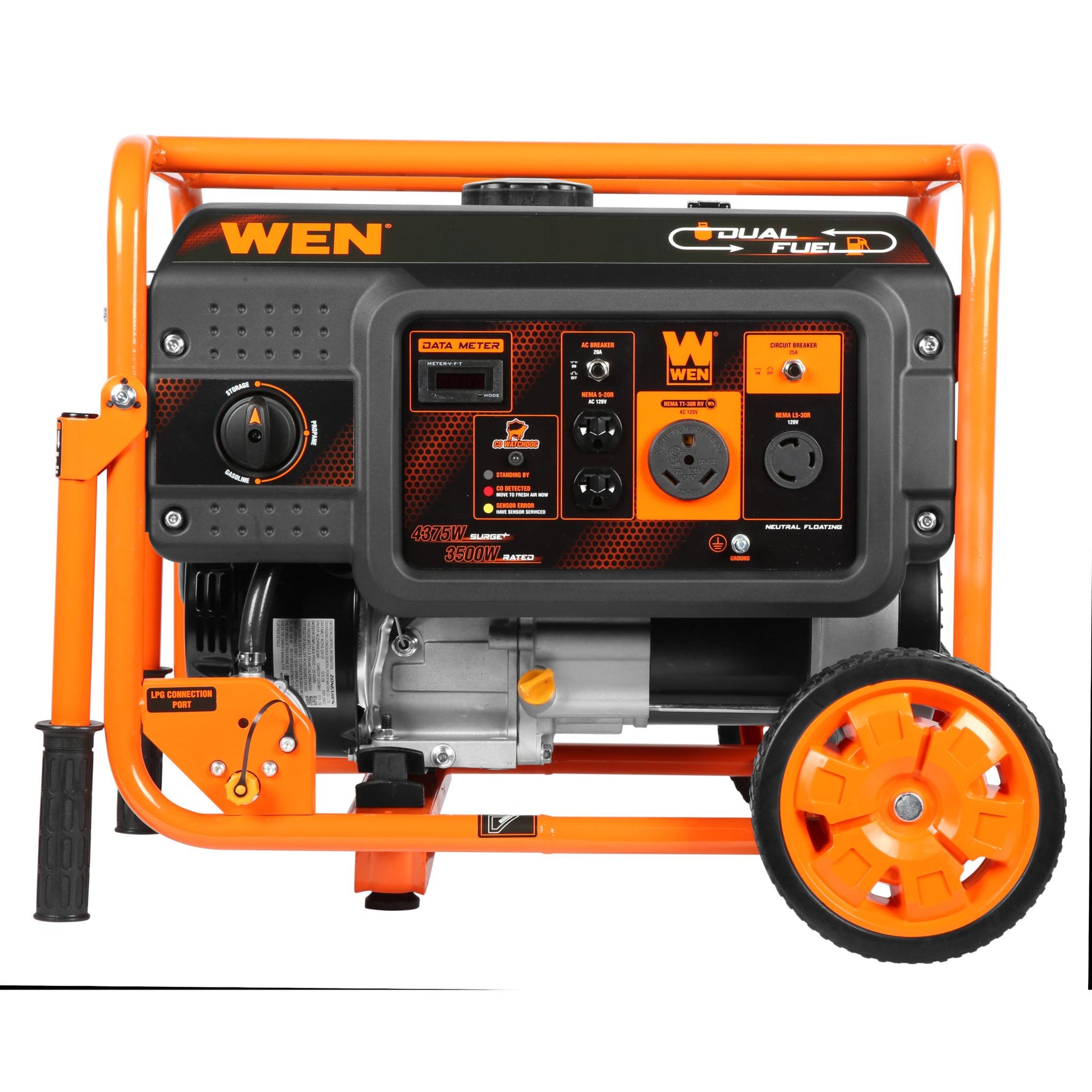 WEN DF430X 4375-Watt Dual Fuel Portable Generator with Wheel Kit and C ...