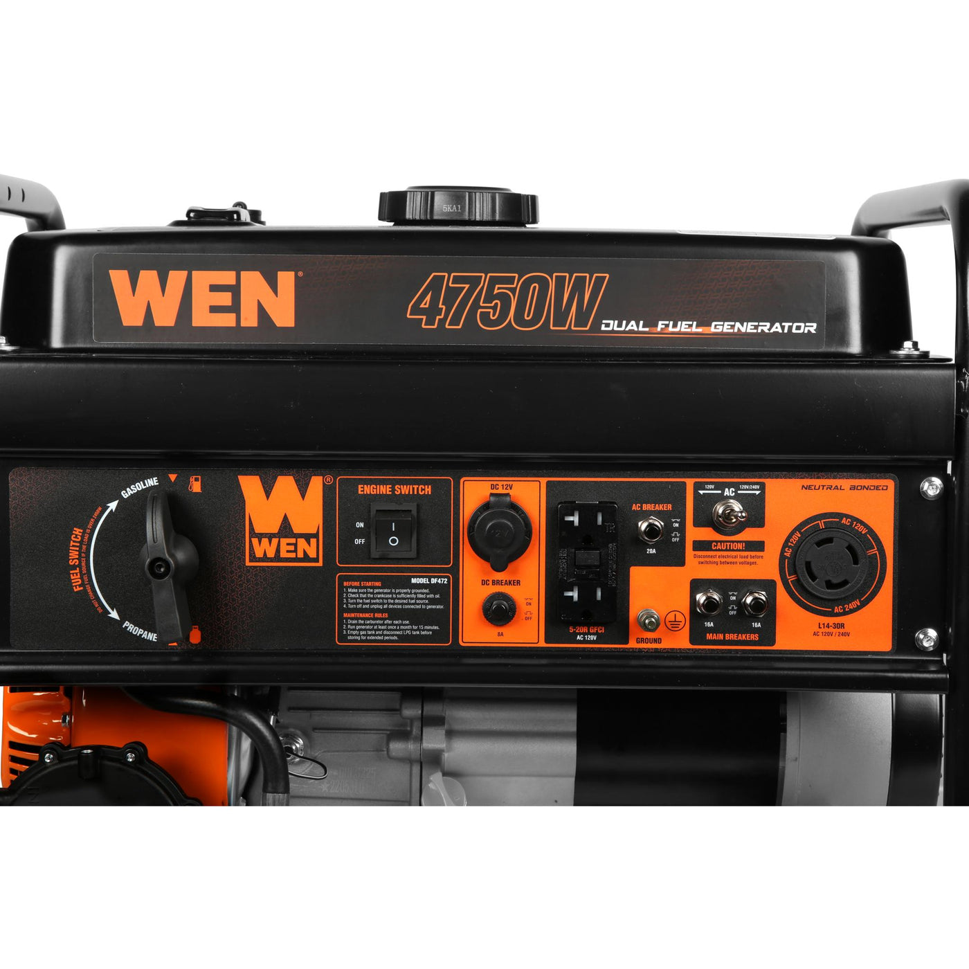 WEN DF472 4,750-Watt 120V/240V Dual Fuel Portable Generator — WEN Products
