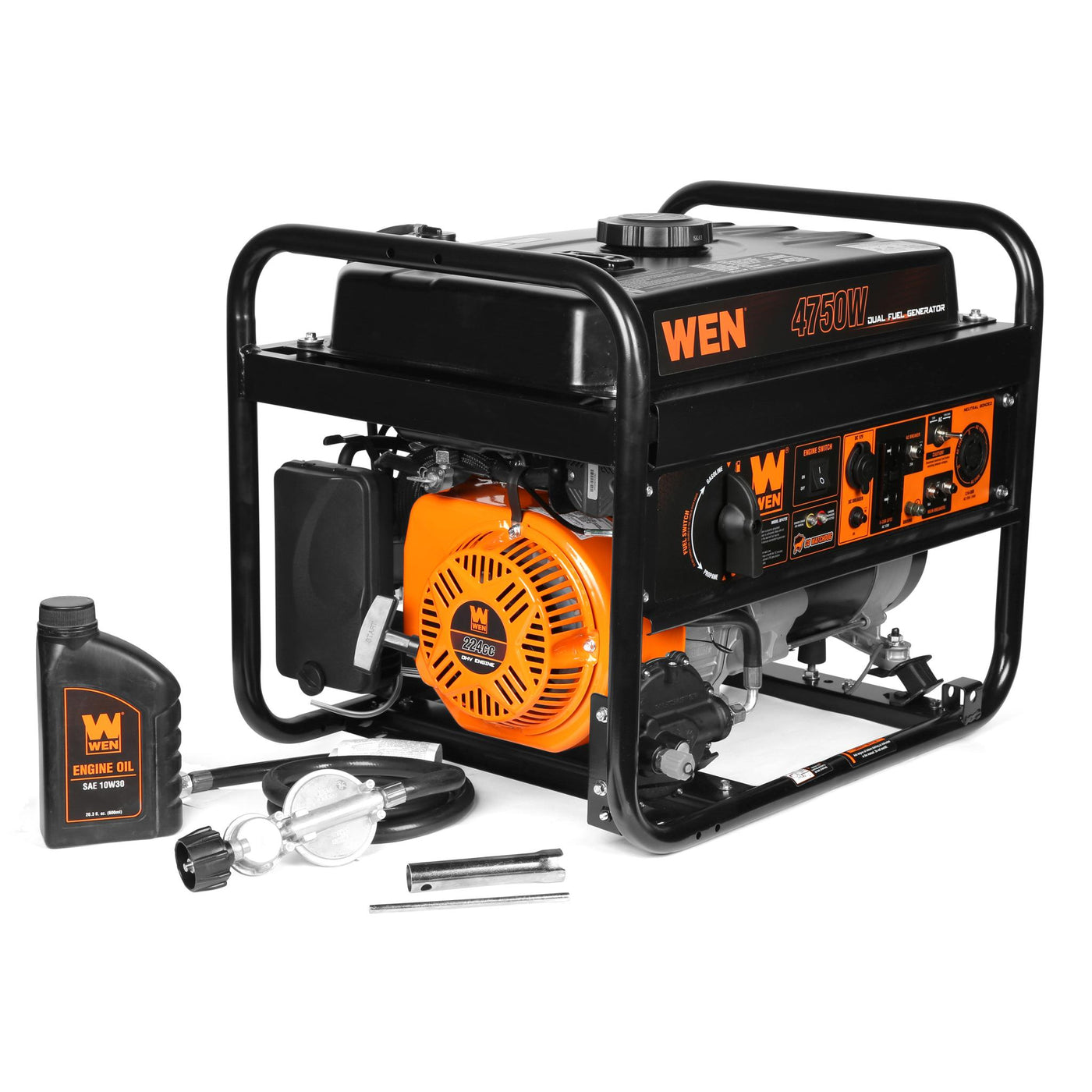 WEN DF472X 4,750-Watt 120V/240V Dual Fuel Portable Generator with CO W ...