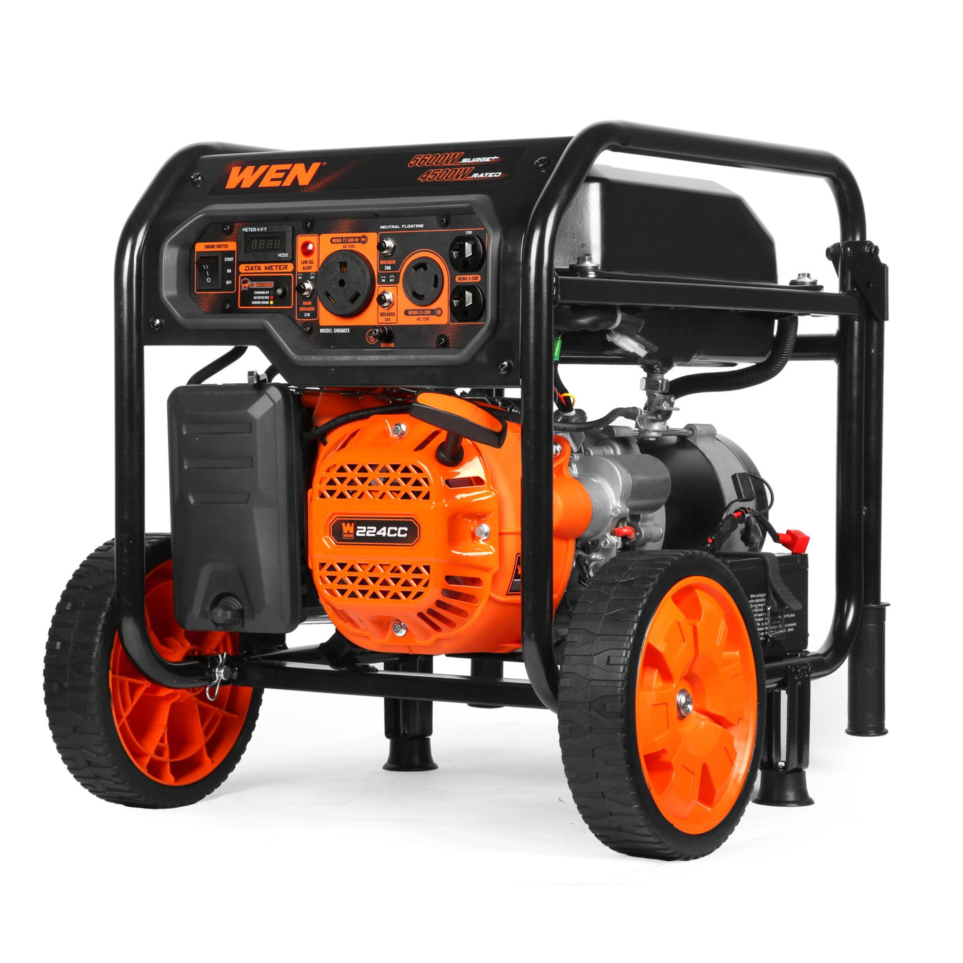 WEN GN5602X 5,600-Watt Portable Generator with Wheel Kit, Electric Sta ...
