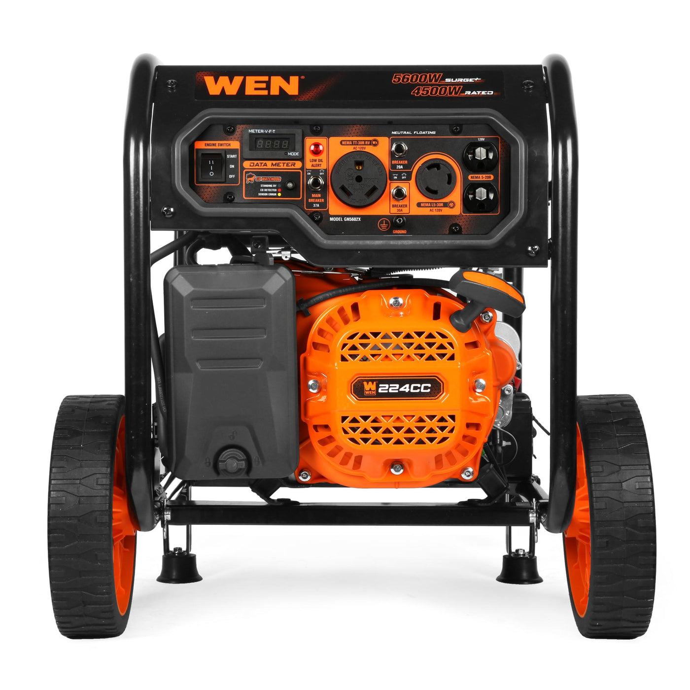 WEN GN5602X 5,600-Watt Portable Generator with Wheel Kit, Electric Sta ...